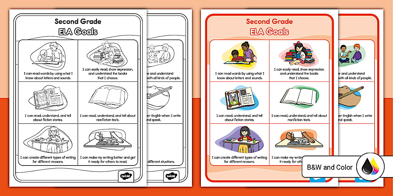 Second Grade ELA Goals Posters | Grade 2 ELA | Twinkl USA