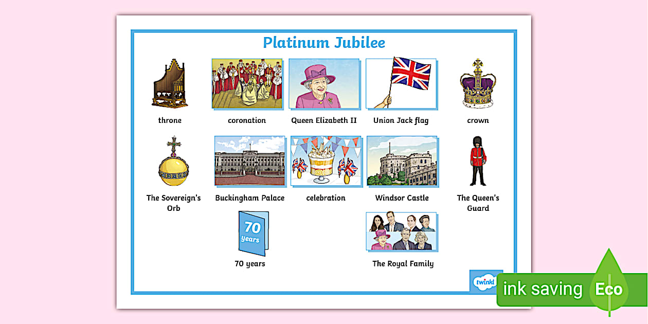 KS2 Platinum Jubilee Word Mat (teacher made) - Twinkl