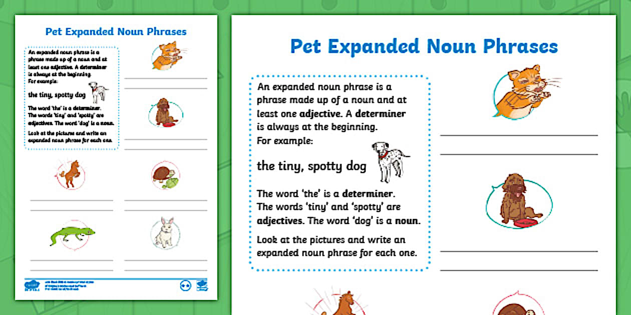 Pet Expanded Noun Phrases Worksheet (teacher made) - Twinkl