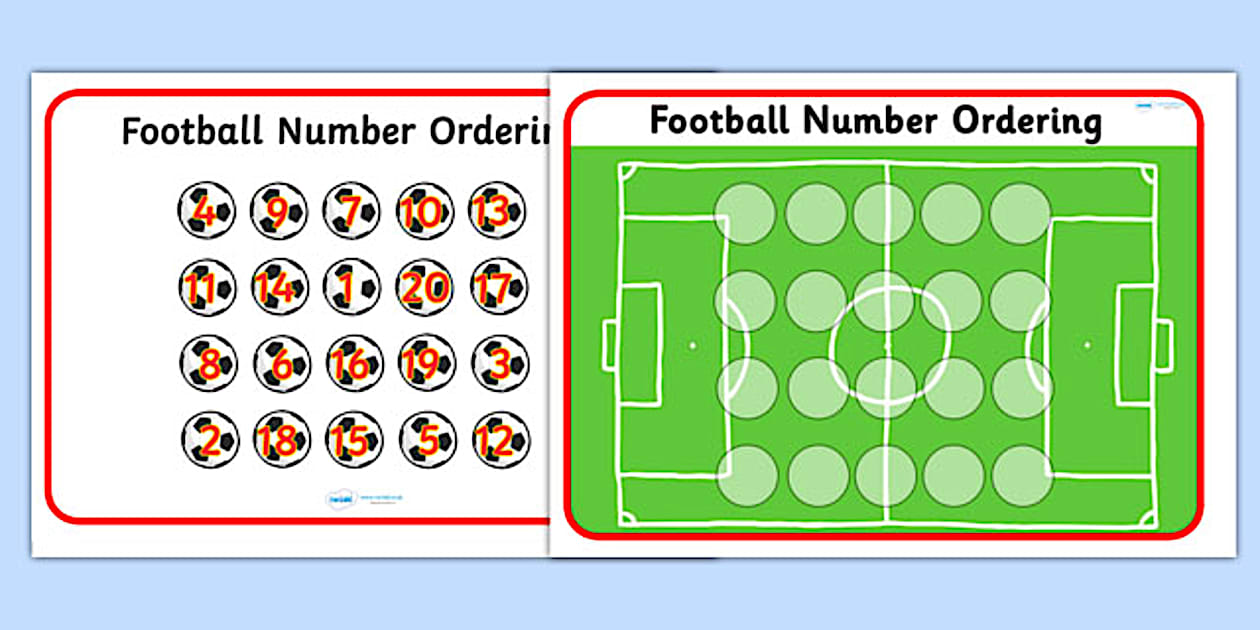Footballs Number Ordering (teacher made) - Twinkl