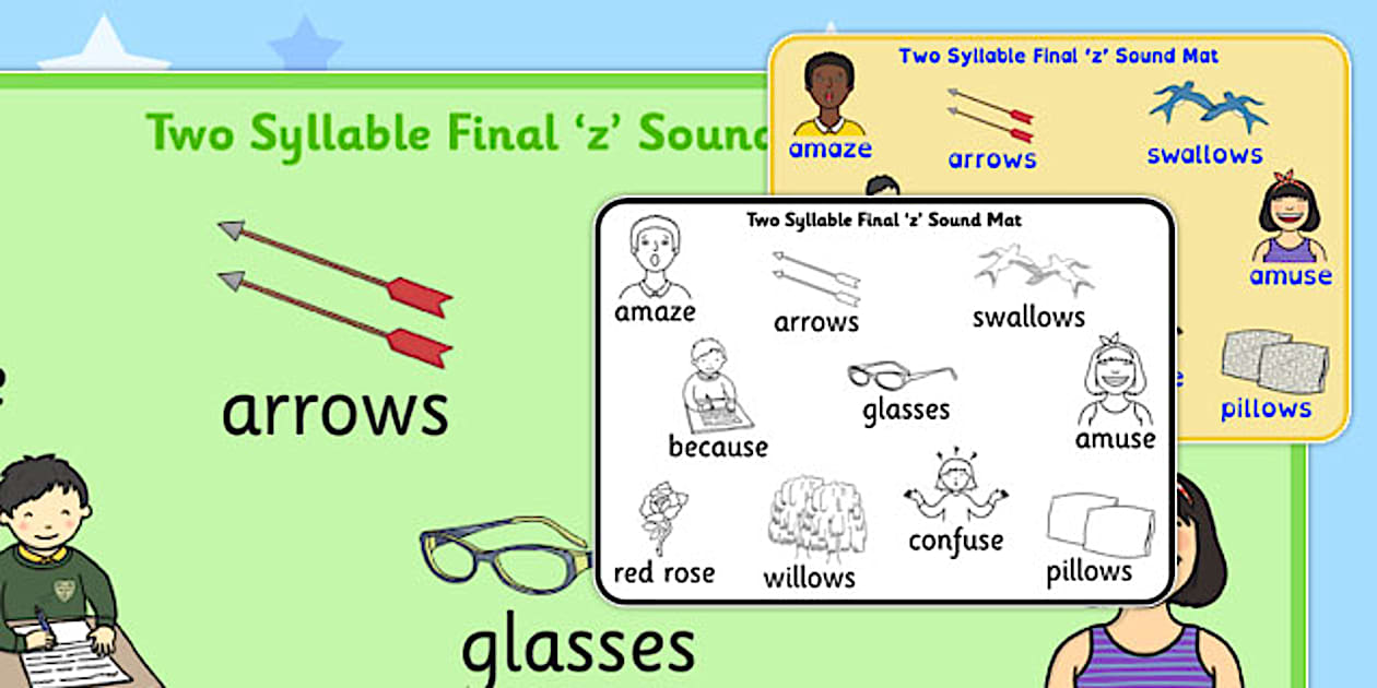 Dyslexic Two Syllable Final 'Z' Sound Word Mat 2 - Twinkl