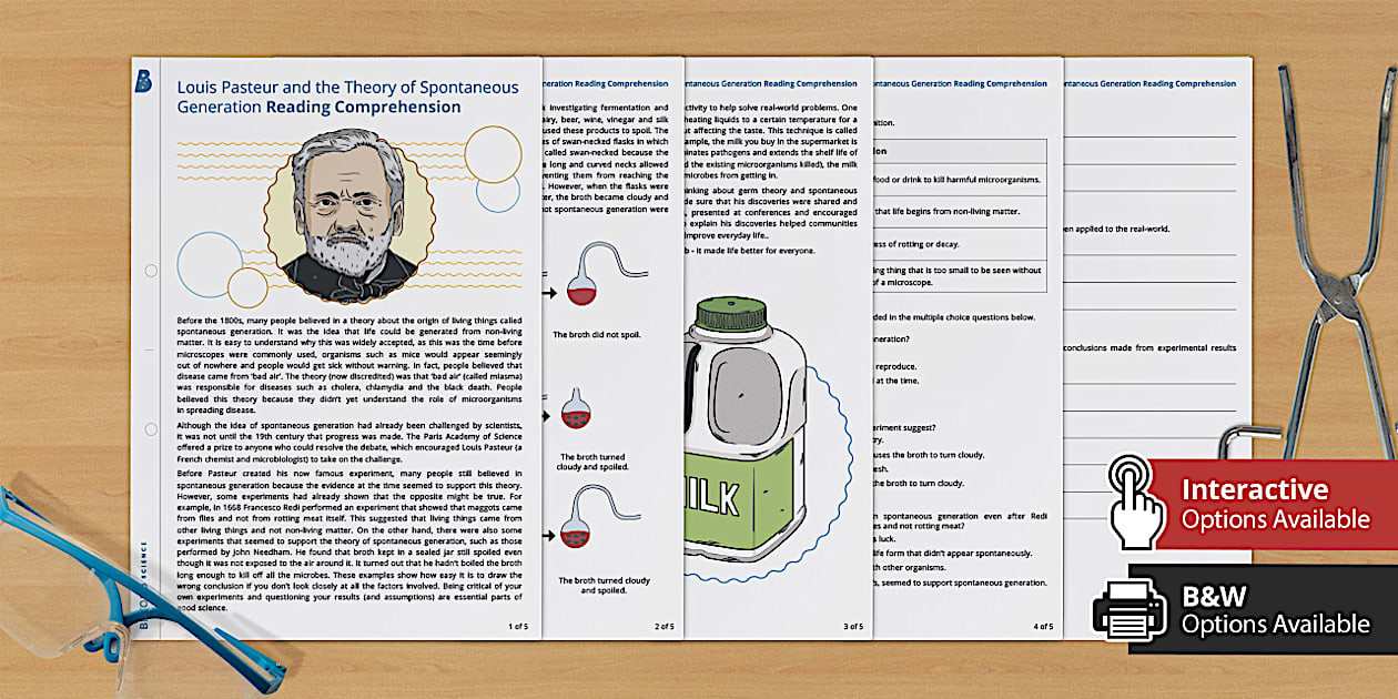 Louis Pasteur Reading Comprehension - Twinkl