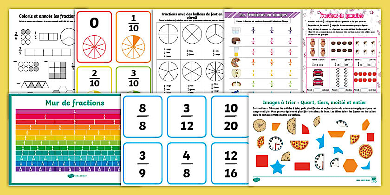 Pack sur les fractions – Fiches d'entraînement pour le CM1