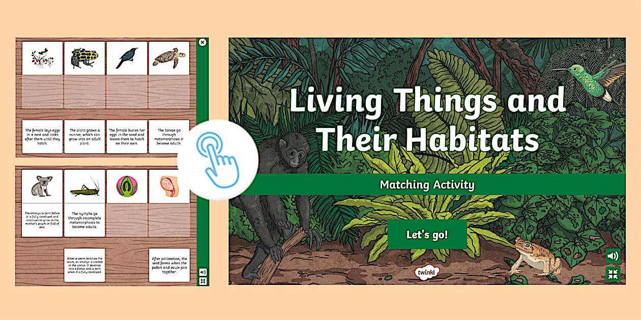Living Things and Their Habitats Description Matching Activity