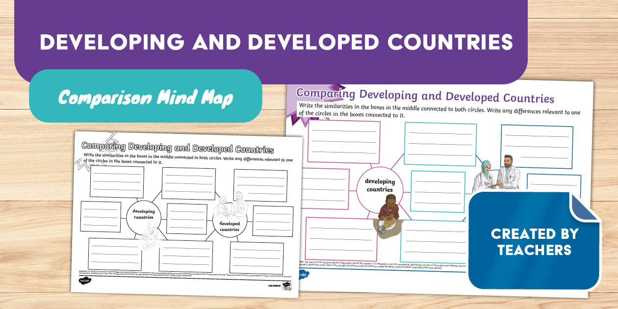 Developing and Developed Countries Comparison Mind Map