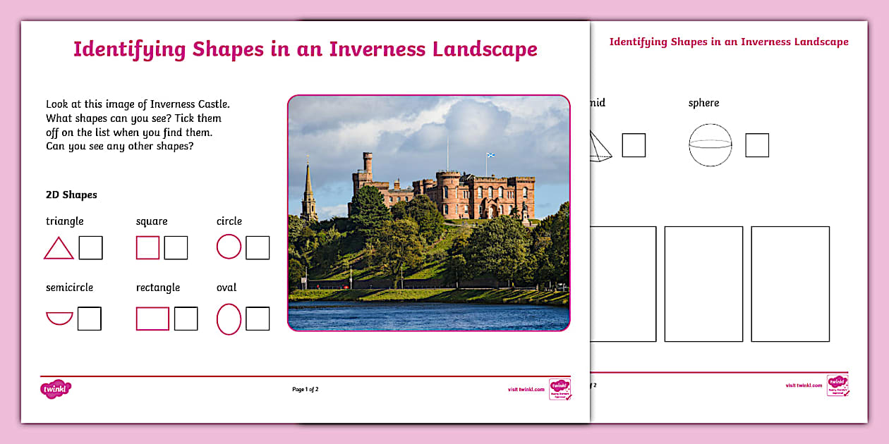 Identifying Shapes in an Inverness Landscape Activity Sheet