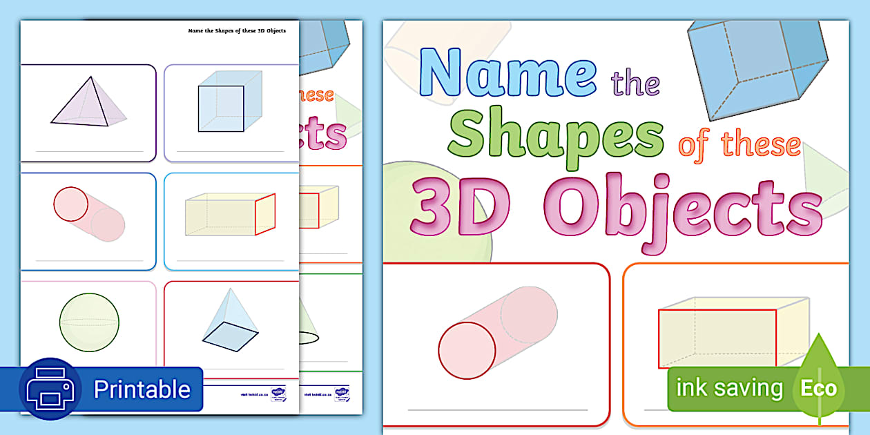 Name the Shapes of 3D Objects Activity Sheet (teacher made)