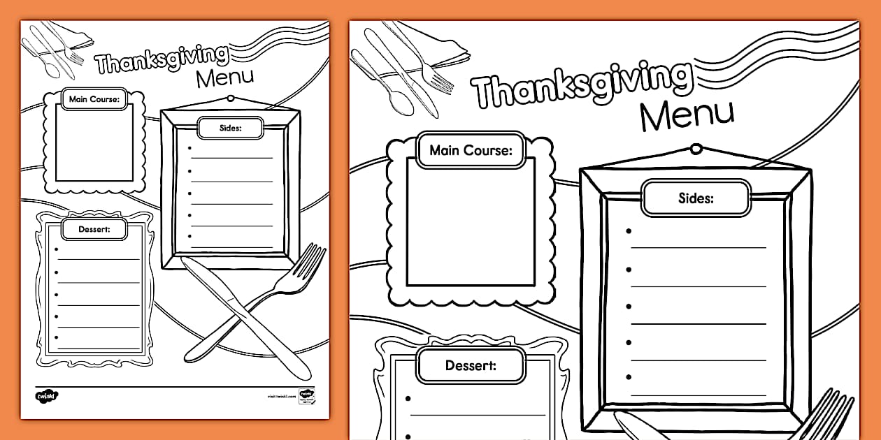 Thanksgiving Menu Template | Thanksgiving | Twinkl USA