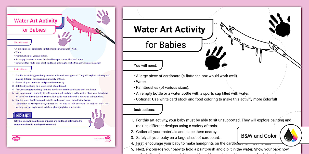 Water Art Worksheet for Babies