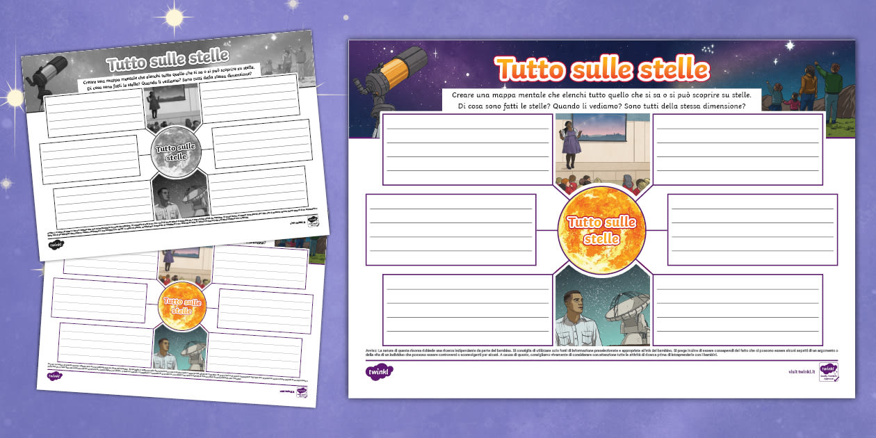 Mappa Mentale: Tutto sulle stelle (professor feito) - Twinkl