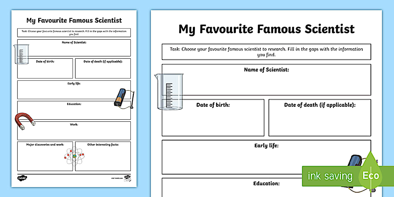 Editable My Favourite Scientist Writing Template - Twinkl