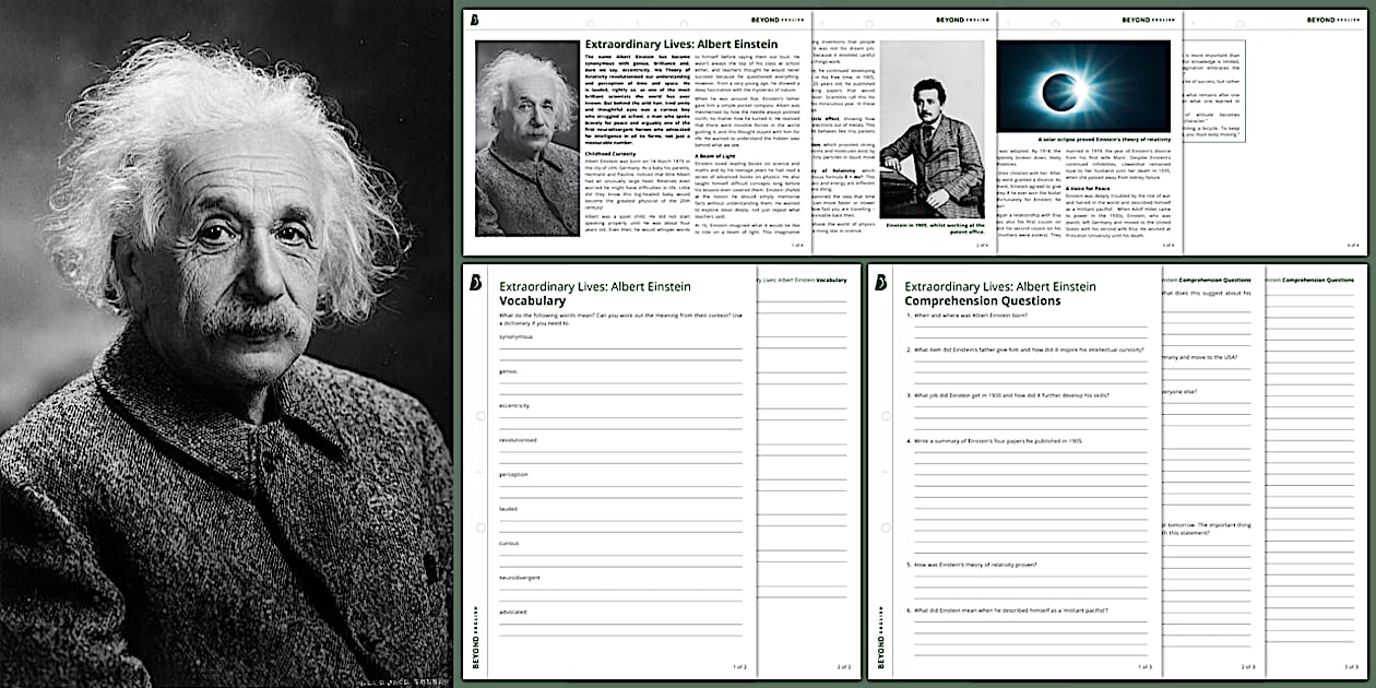 Extraordinary Lives: Albert Einstein Reading Comprehension