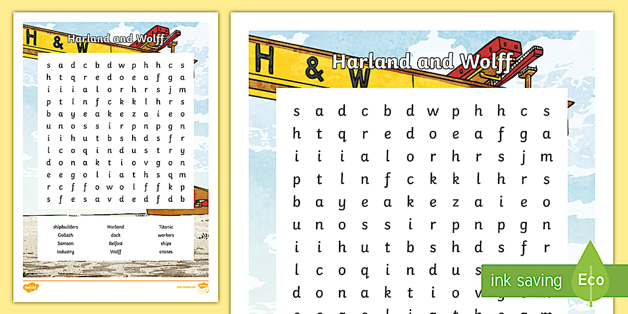 Harland and Wolff Word Search