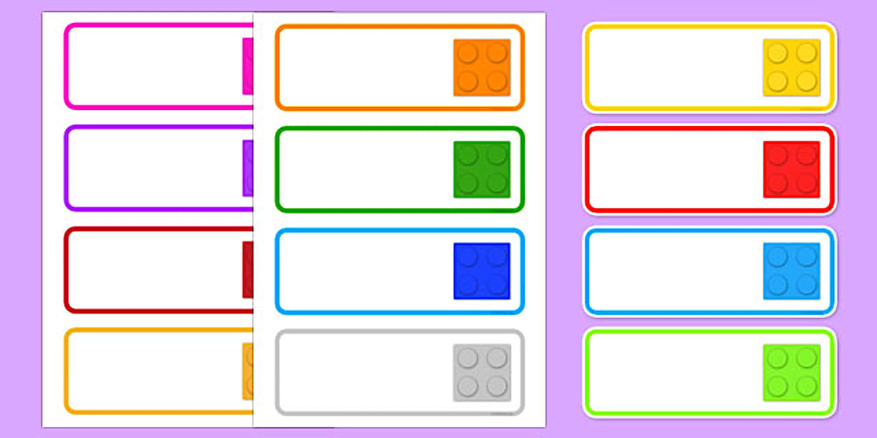 Editable Building Brick Themed Drawer Peg Name Labels
