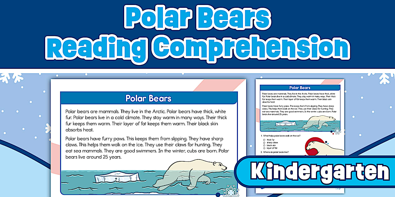 Polar Bears Reading Passage Comprehension Worksheet