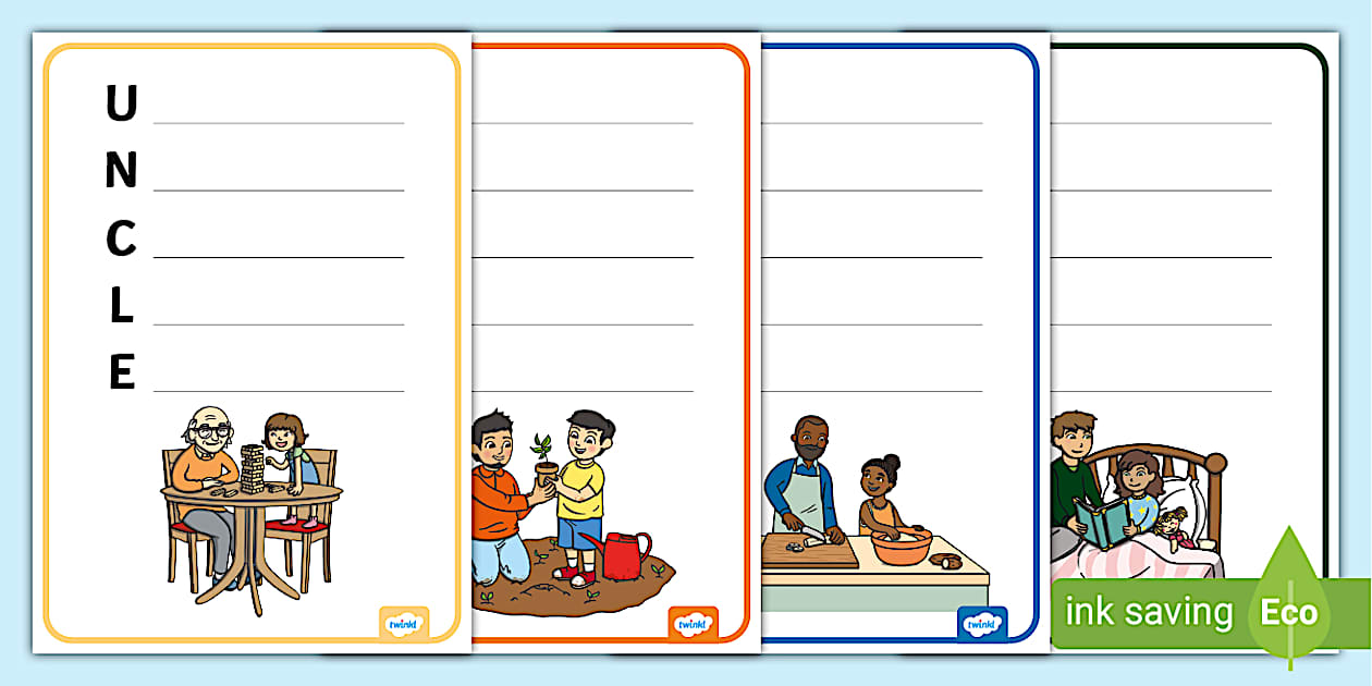 Father's Day Acrostic Poem Writing Frames Uncle - Twinkl