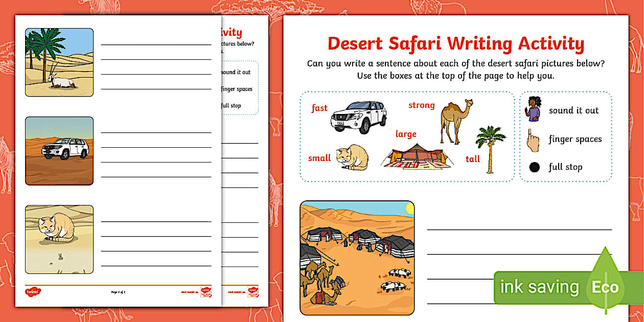 Desert Safari Writing Activity (teacher made) - Twinkl