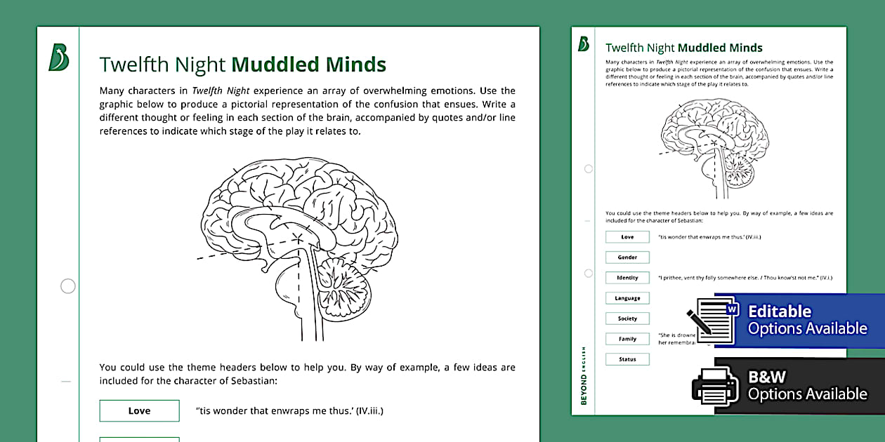 Twelfth Night Muddled Minds Worksheet | GCSE Shakespeare