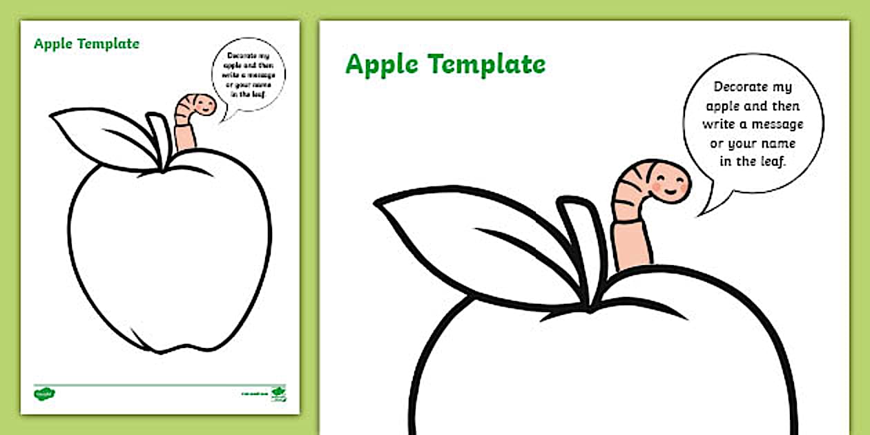 Black and White Apple Template (teacher made) - Twinkl
