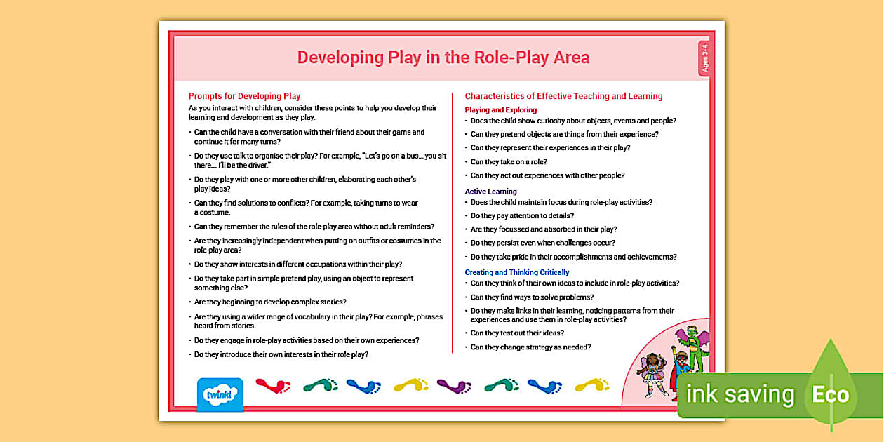 EYFS Role-Play Area 3-4 Next Steps Poster - Twinkl
