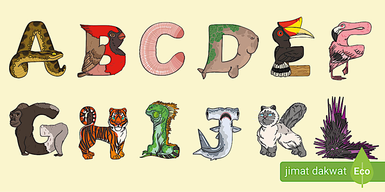 Poster Abjad PDF: Paparan Abjad Haiwan (teacher made)