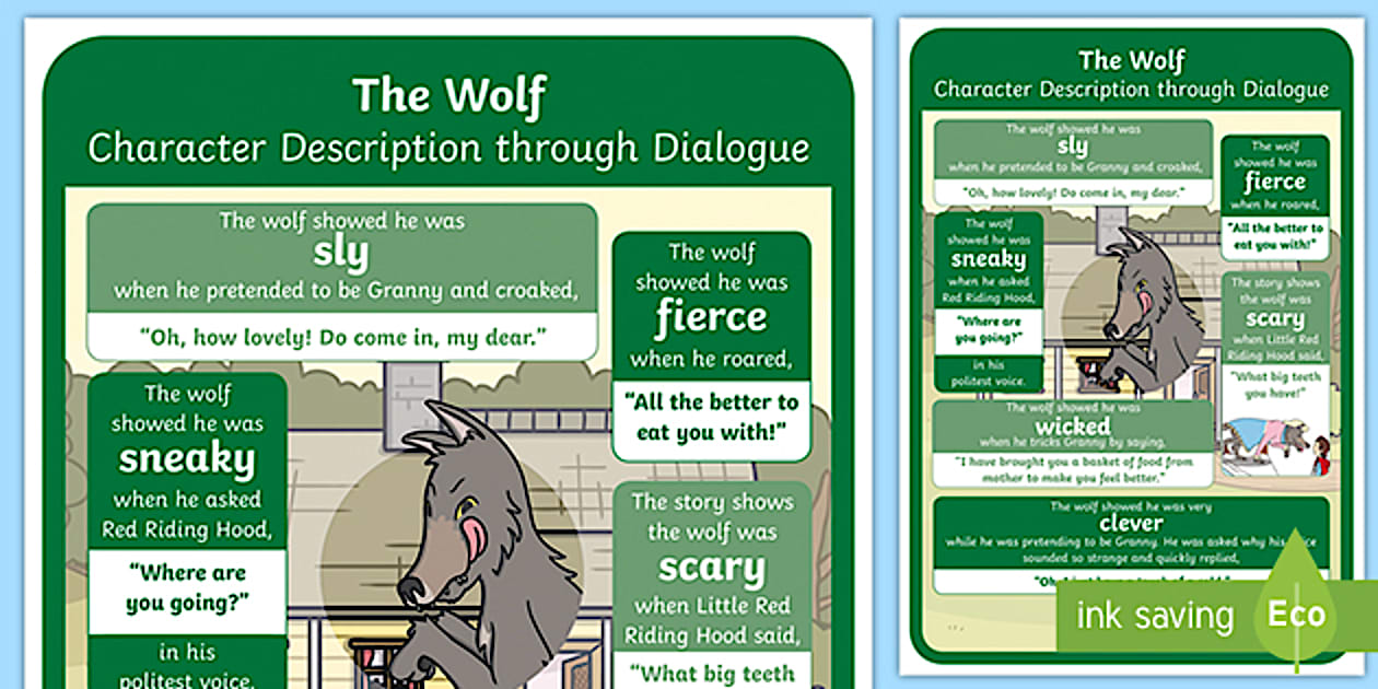 KS1 Character Description through Dialogue Poster: The Wolf