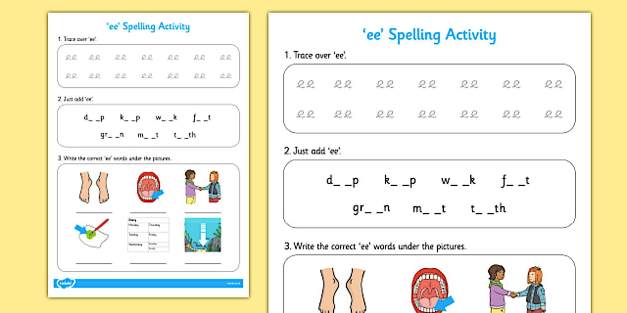 ee Spelling Activity (teacher made) - Twinkl