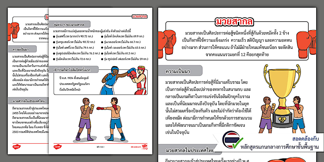 ใบความรู้กีฬามวยสากล (ภาษาไทย) - Boxing Fact File