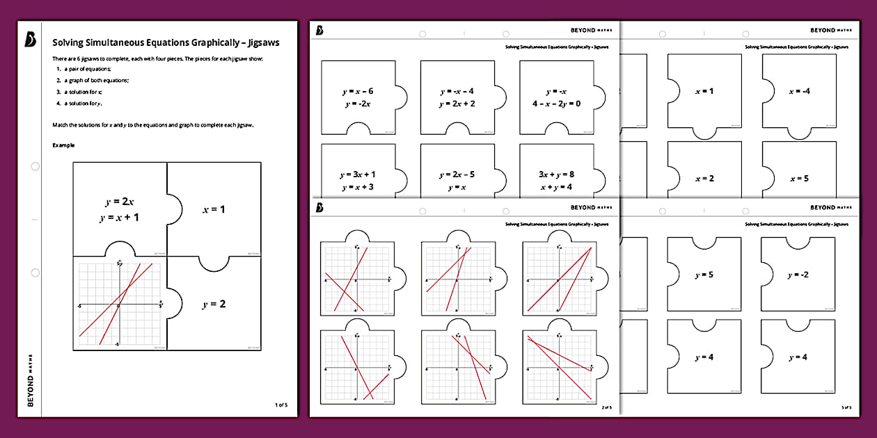 👉 Solving Simultaneous Equations Graphically Jigsaws Beyond