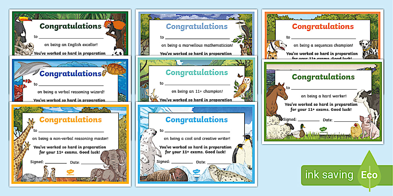 11+ Celebration Certificate Pack