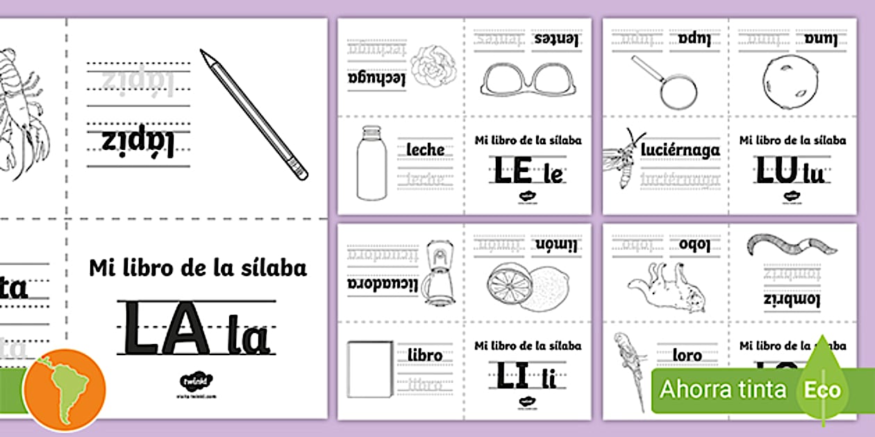 Mini libro con las sílabas la, le, li, lo, lu- Guía de trabajo