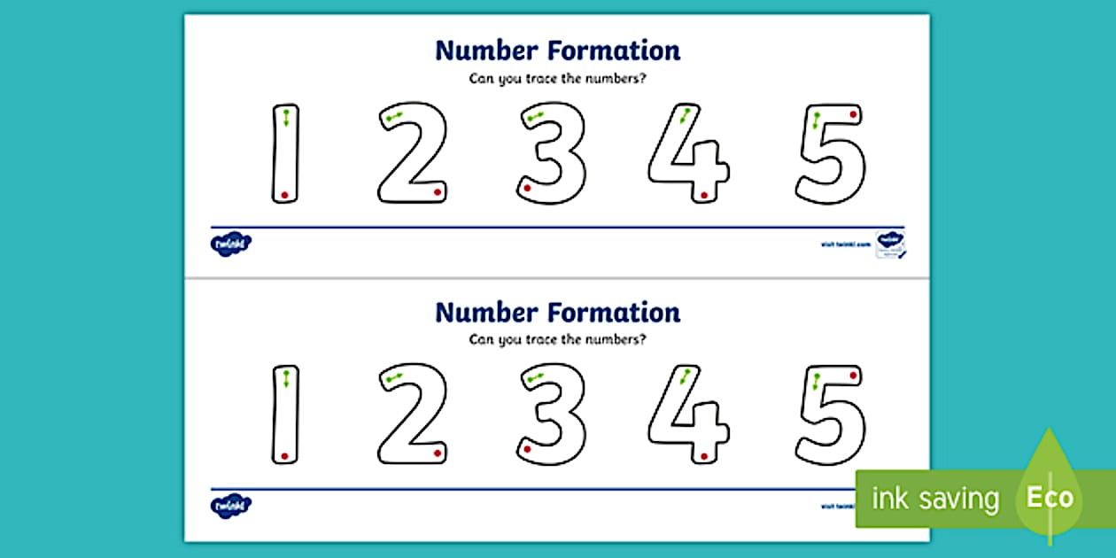 👉 Number Formation Tracing Activity 1 to 5 - Twinkl