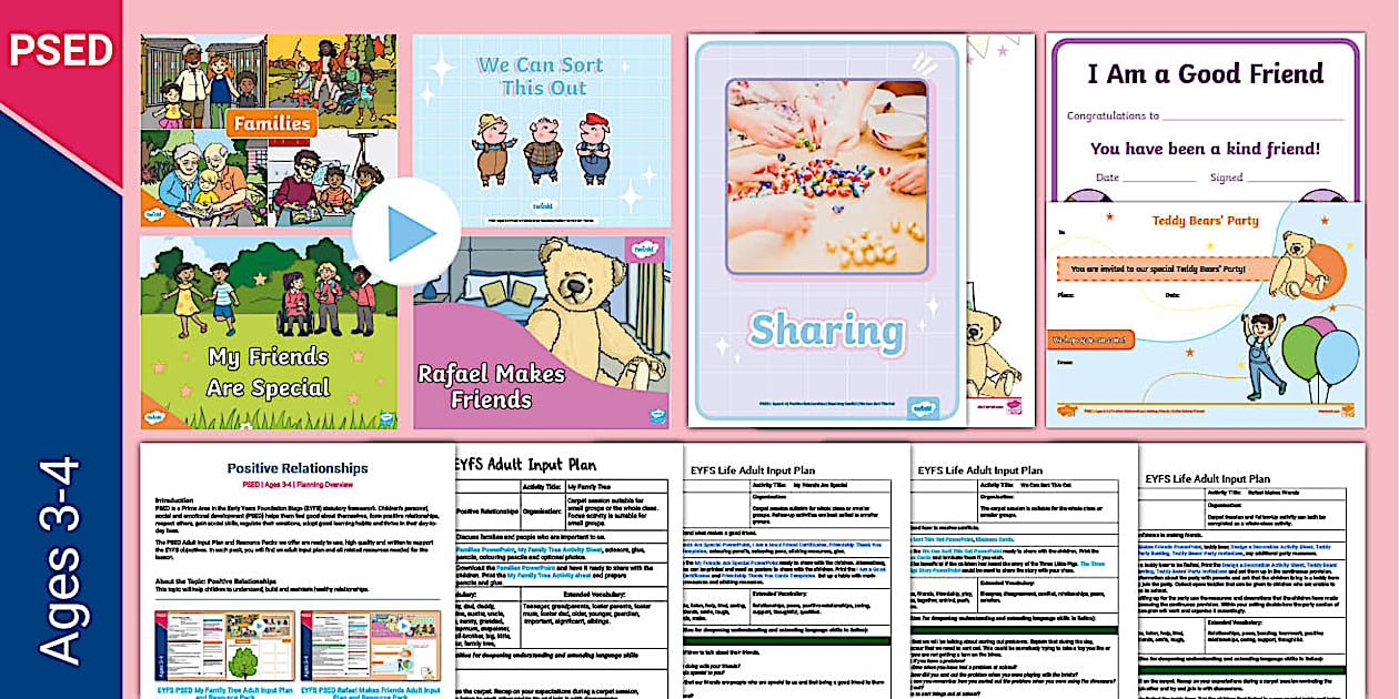 PSED Positive Relationships Unit Pack Age 3-4 (teacher made)