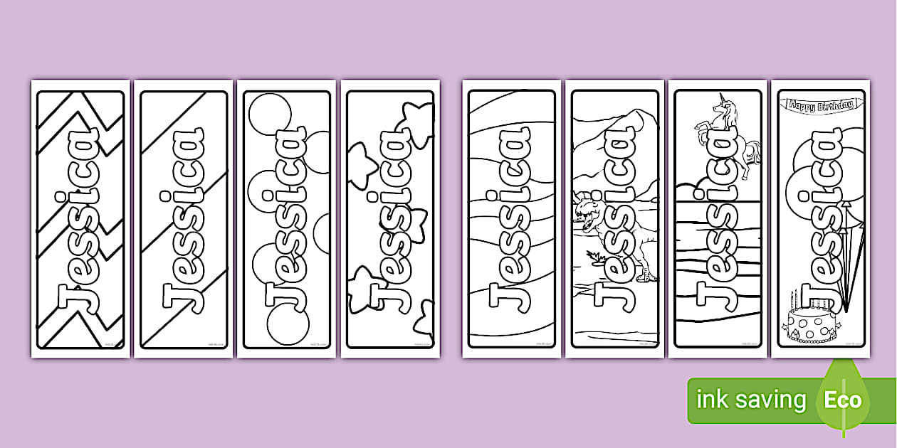 Jessica Name Simple Colouring Bookmarks | Twinkl | KS1