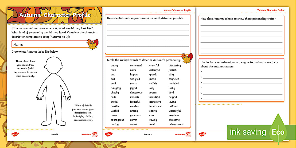 Characteristics Of Autumn Character Profile - Twinkl NZ
