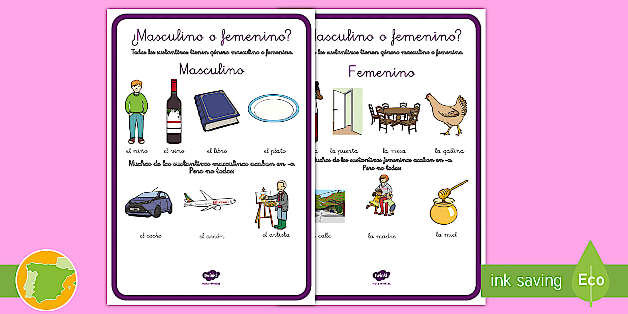 Póster: Género masculino y femenino (Hecho por educadores)