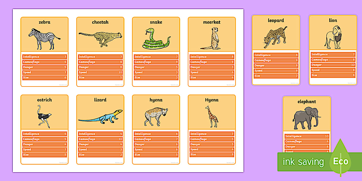 Safari Animal Card Game (teacher made) - Twinkl