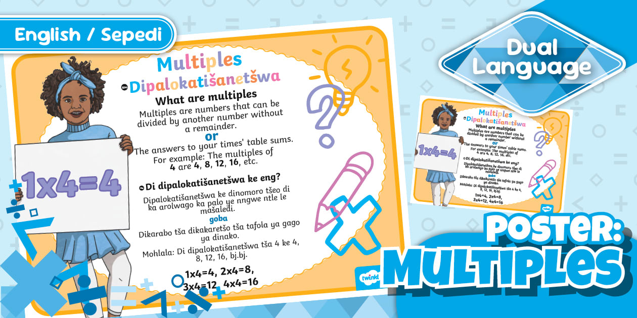 Grade 4 Maths: Multiples: Poster – Sepedi/English