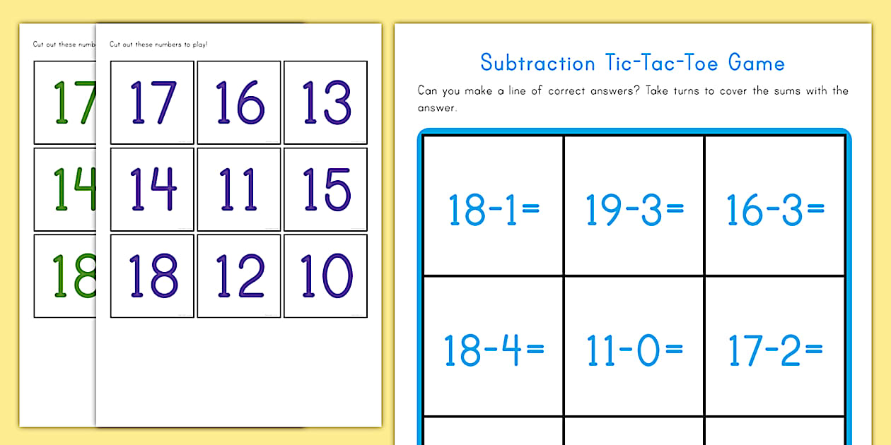 Tic Tac Toe Subtraction | Math and Counting | Twinkl USA