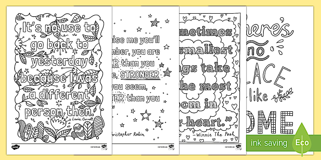 Bullet Journal Inspirational Quotes Colouring Page - Twinkl
