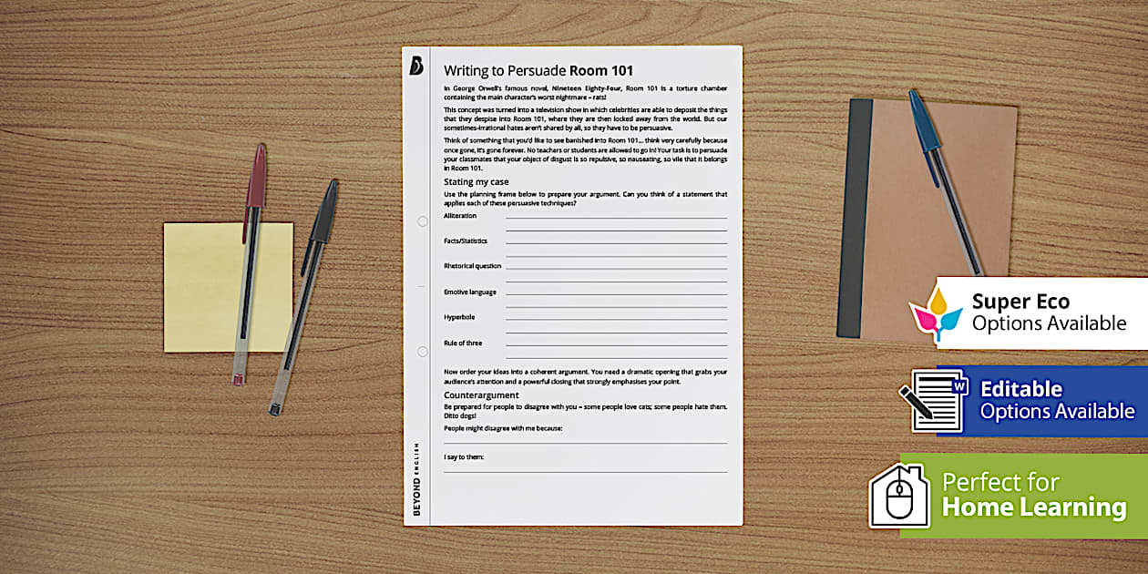 Year 7 - Year 10 English Writing to Persuade Worksheet