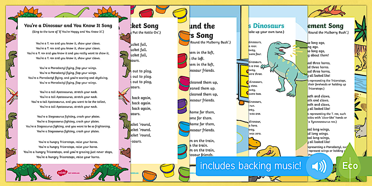 Dinosaur Songs and Rhymes Resource Pack to Support Teaching on Harry ...