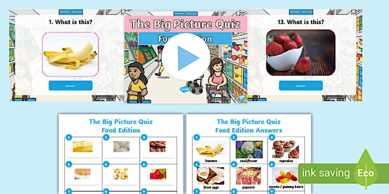 KS1 Food Themed Picture Quiz Activity Pack - Twinkl