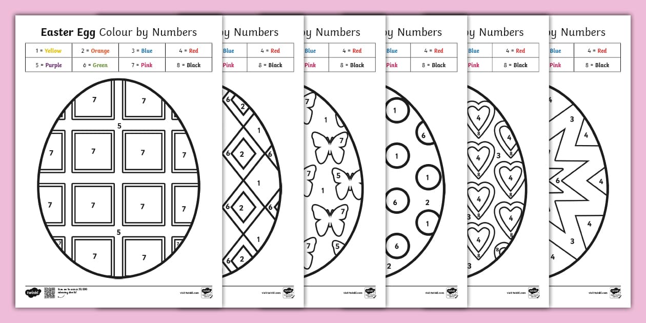 Easter Colour by Numbers Sheets | Easter Eggs | Twinkl