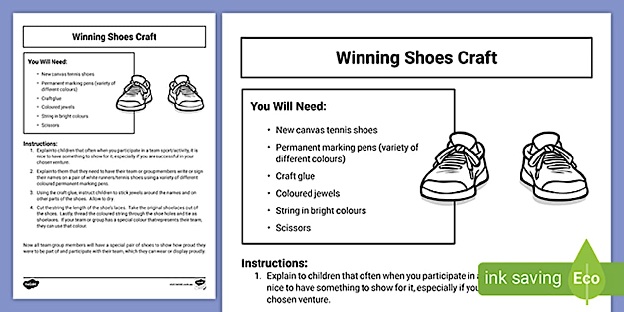 Winning Shoes Craft (teacher made) - Twinkl