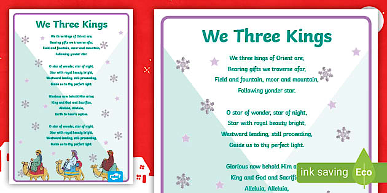 Three Kings Lyrics | Christmas Carols | Twinkl USA - Twinkl