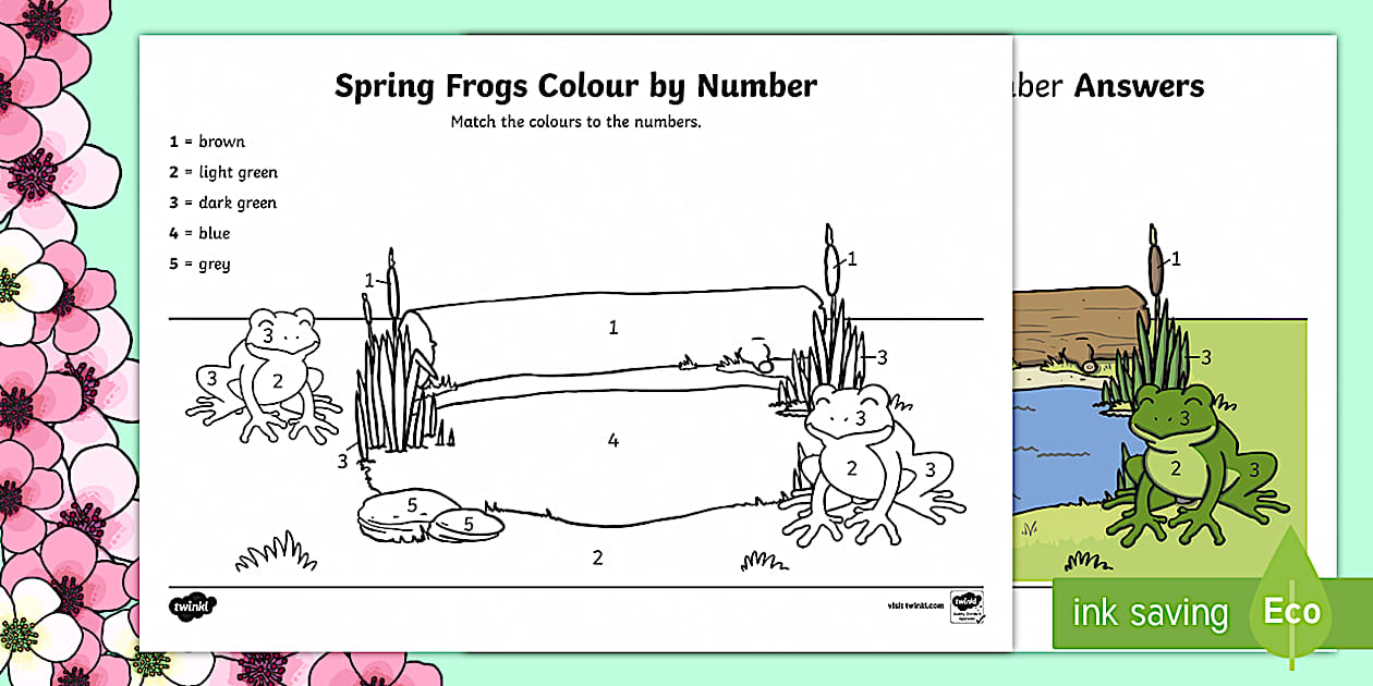 Spring Frogs Color by Number (Teacher-Made) - Twinkl