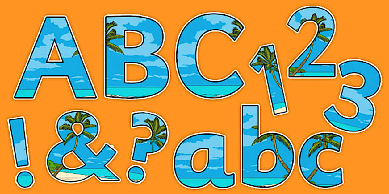 Editable The Pacific Islands Display Letters and Numbers Pack