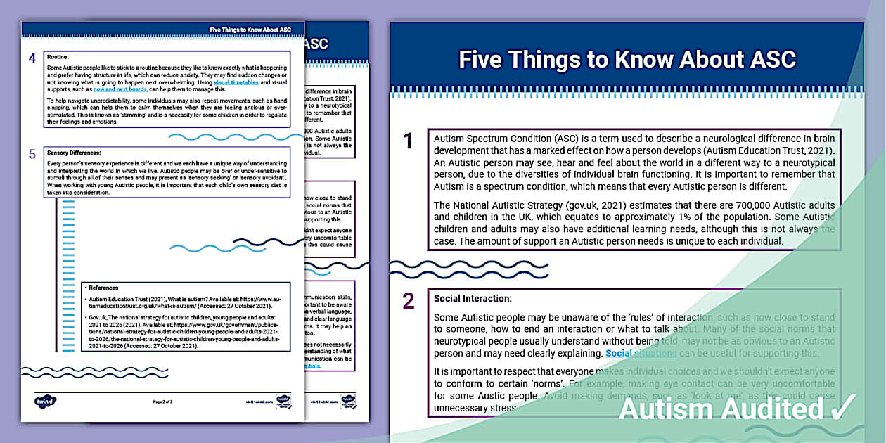 Five Things to Know About ASC Information Sheets - Twinkl