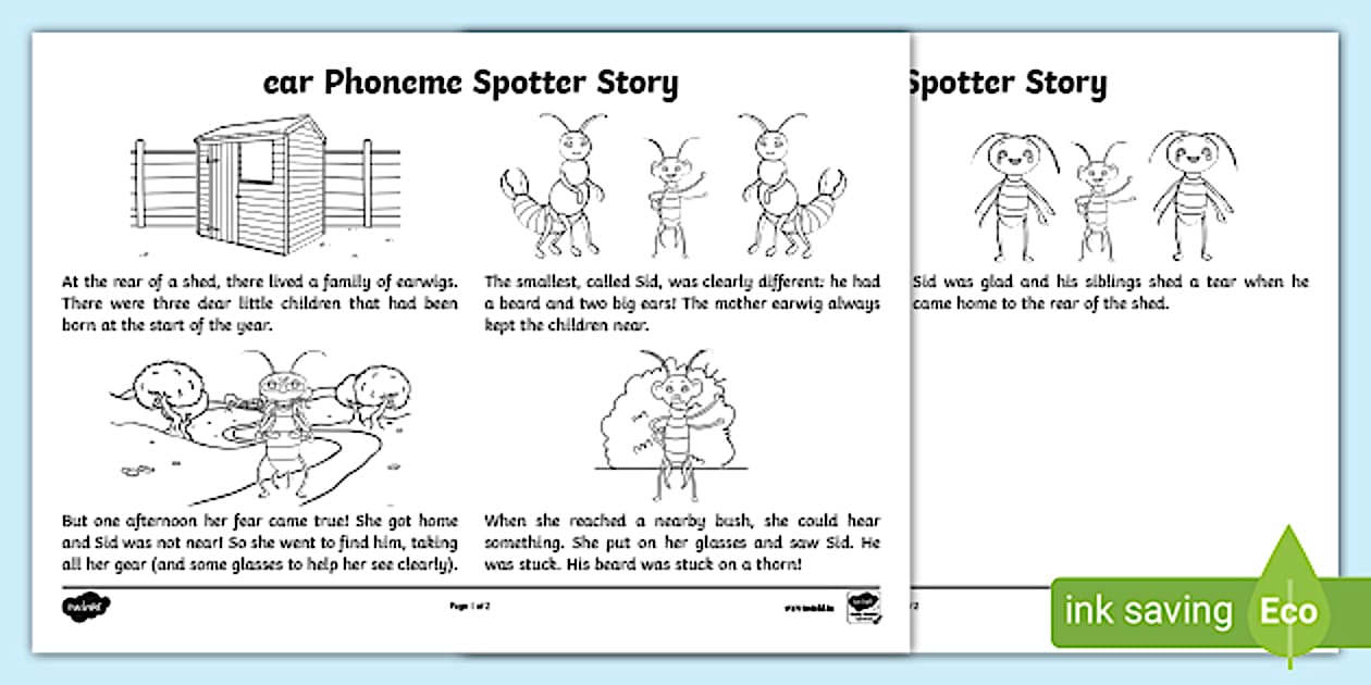 'ear' Phoneme Spotter Story (teacher made) - Twinkl
